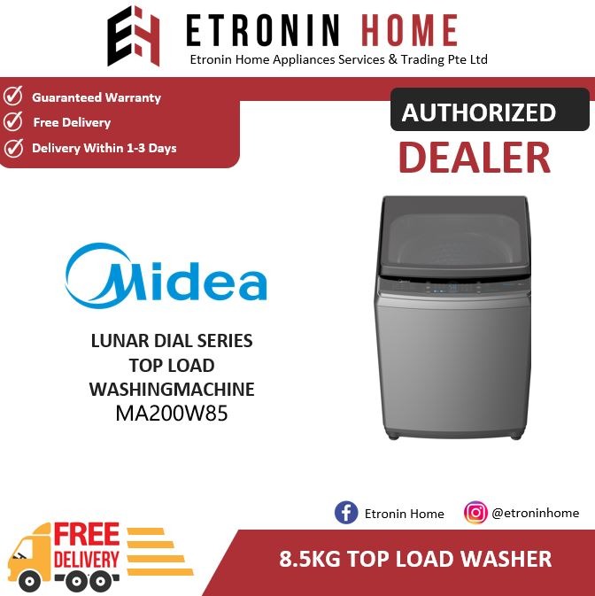 MIDEA LUNAR DIAL SERIES 8.5KG TOP LOAD WASHING MACHINE MA200W85, TV ...