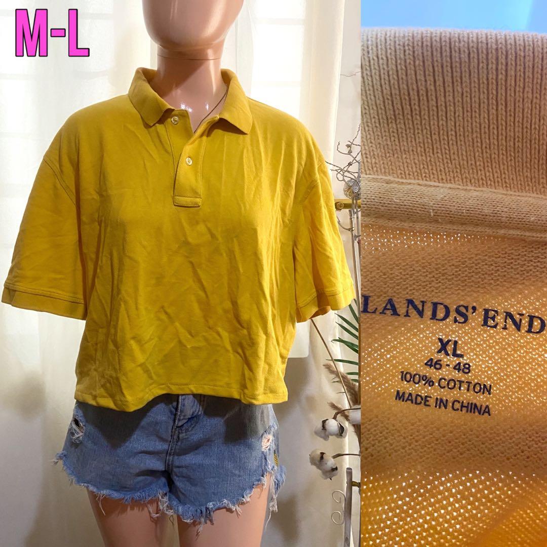 Mustard yellow oversized polo shirt crop top, Women's Fashion, Tops ...