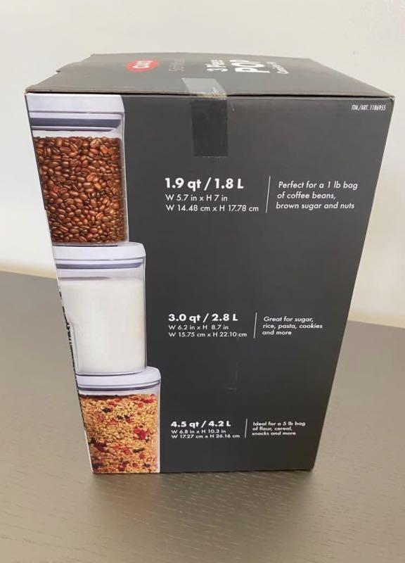 New Oxo 3 Piece Good Grips Pop Round Canister Air Tight Lid Coffee Tea ...