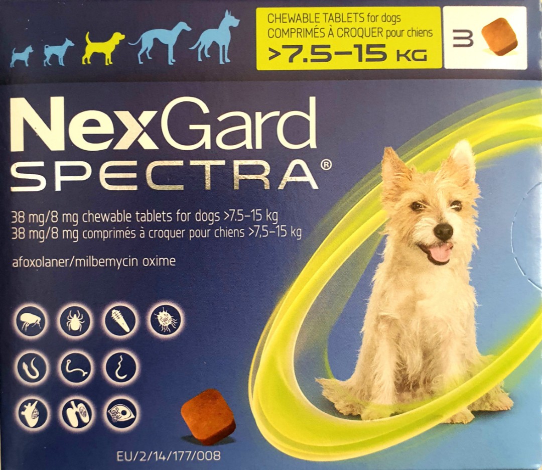 Nexgard Spectra medium 7.5kg-15kg 3chewables exp 31.11.22, Pet Supplies ...
