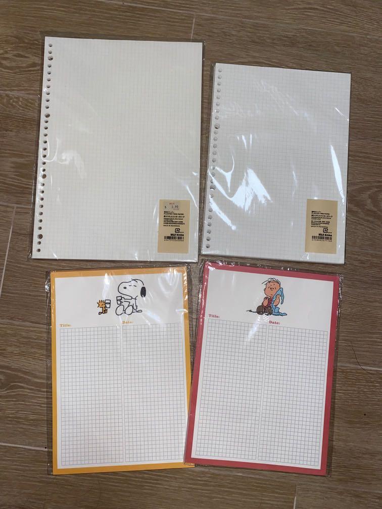 Note pad, notepaper, muji grid paper A4 B5, Hobbies & Toys, Stationery ...