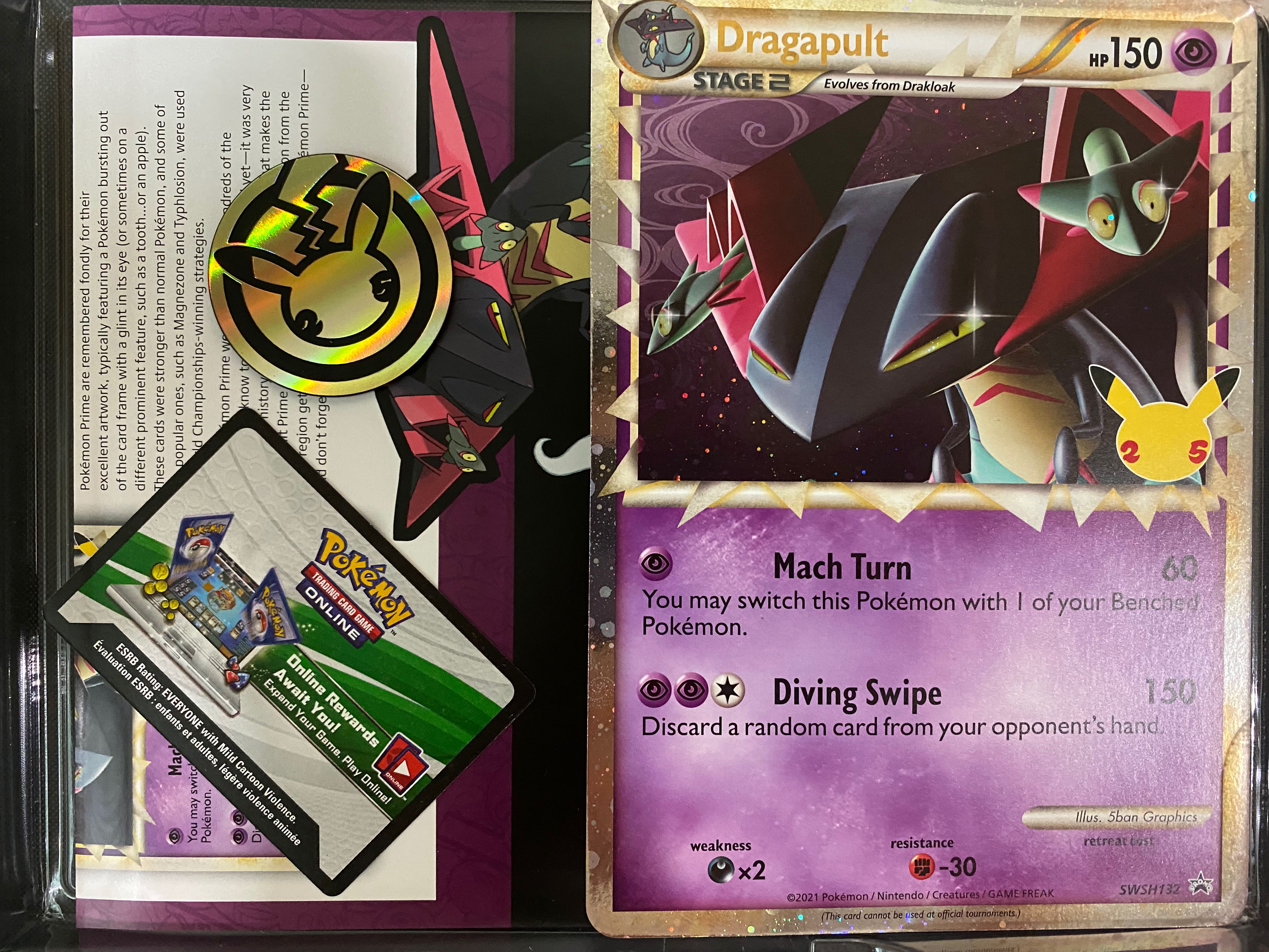 Pokemon TCG - Dragapult Oversized Promo, Coin and Code Card SWSH132 ...