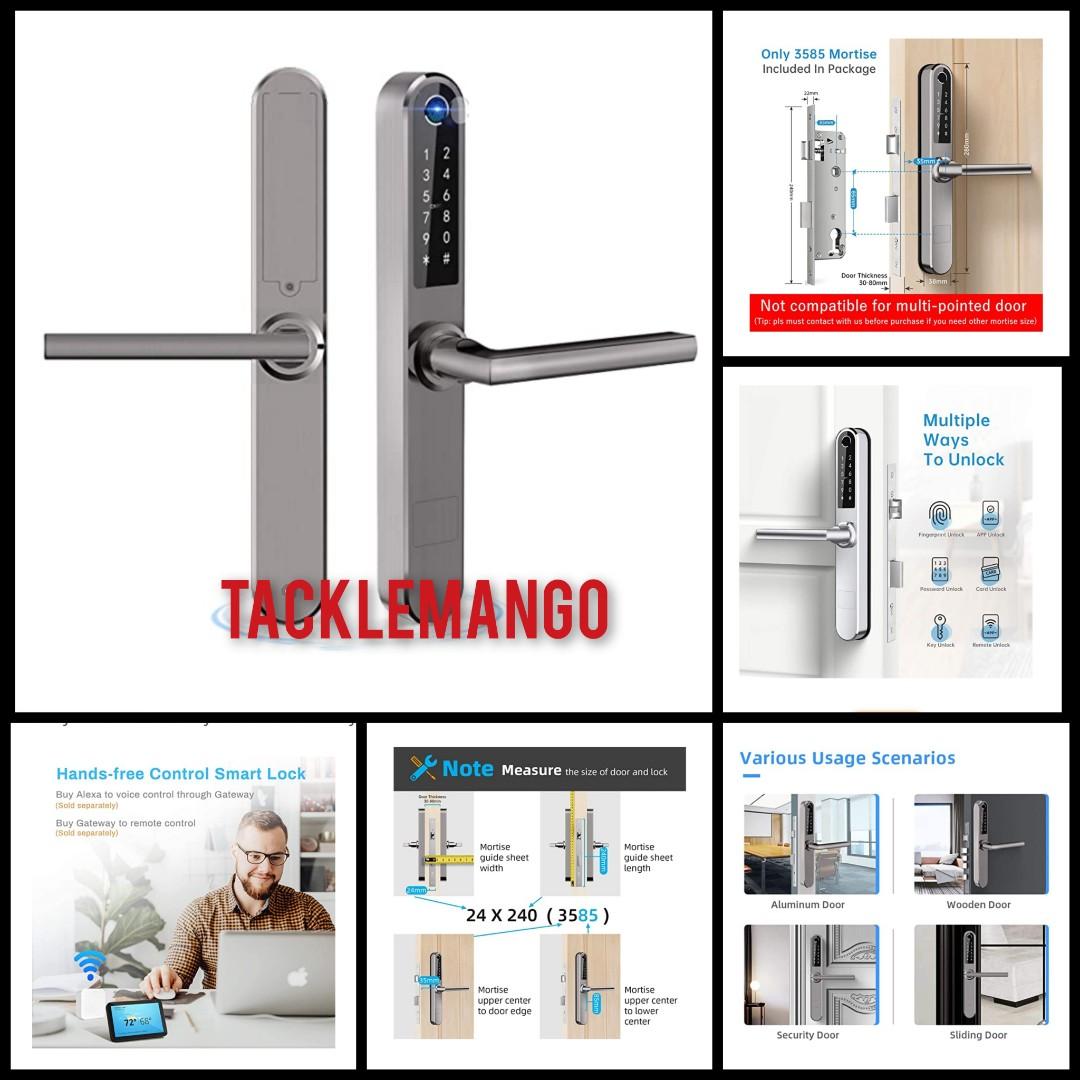 Ruveno Slim Smart Fingerprint Door Lock with Handles, Keyless Entry ...