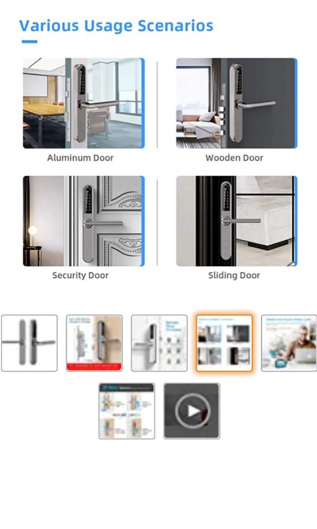 Ruveno Slim Smart Fingerprint Door Lock with Handles, Keyless Entry ...
