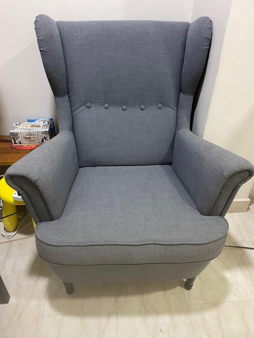 STRANDMON Wing chair, Nordvalla dark grey, Furniture & Home Living ...