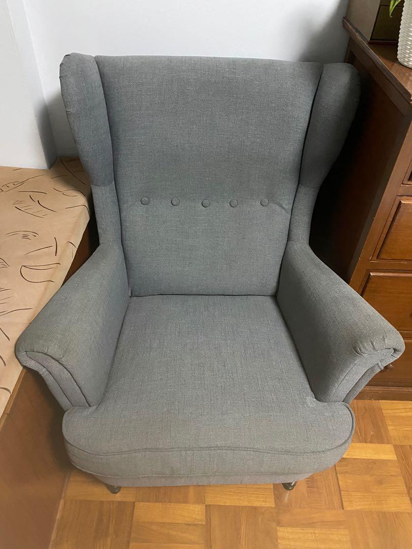 STRANDMON Wing chair, Nordvalla dark grey, Furniture & Home Living ...