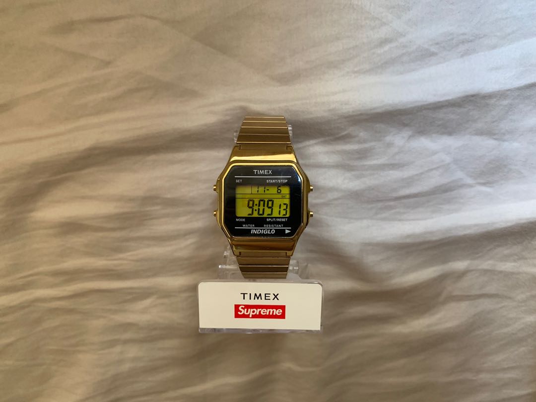 Supreme x Timex digital watch Gold, 男裝, 手錶及配件, 手錶 - Carousell