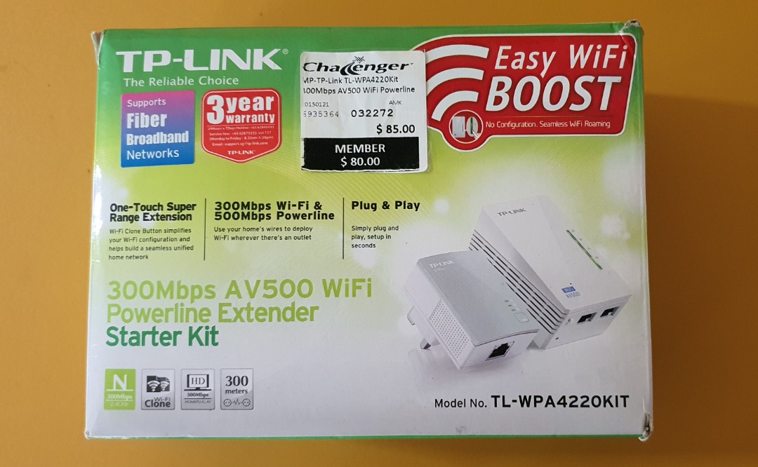 TP-Link 300Mbps AV500 wifi Powerline Extender, Computers & Tech, Parts ...