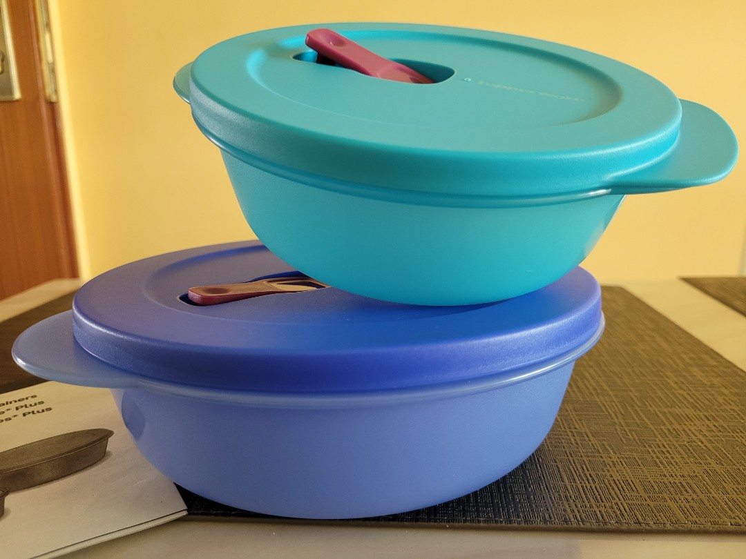 Tupperware Crystalwave Plus 1L and 600ml lunch box, Furniture & Home ...