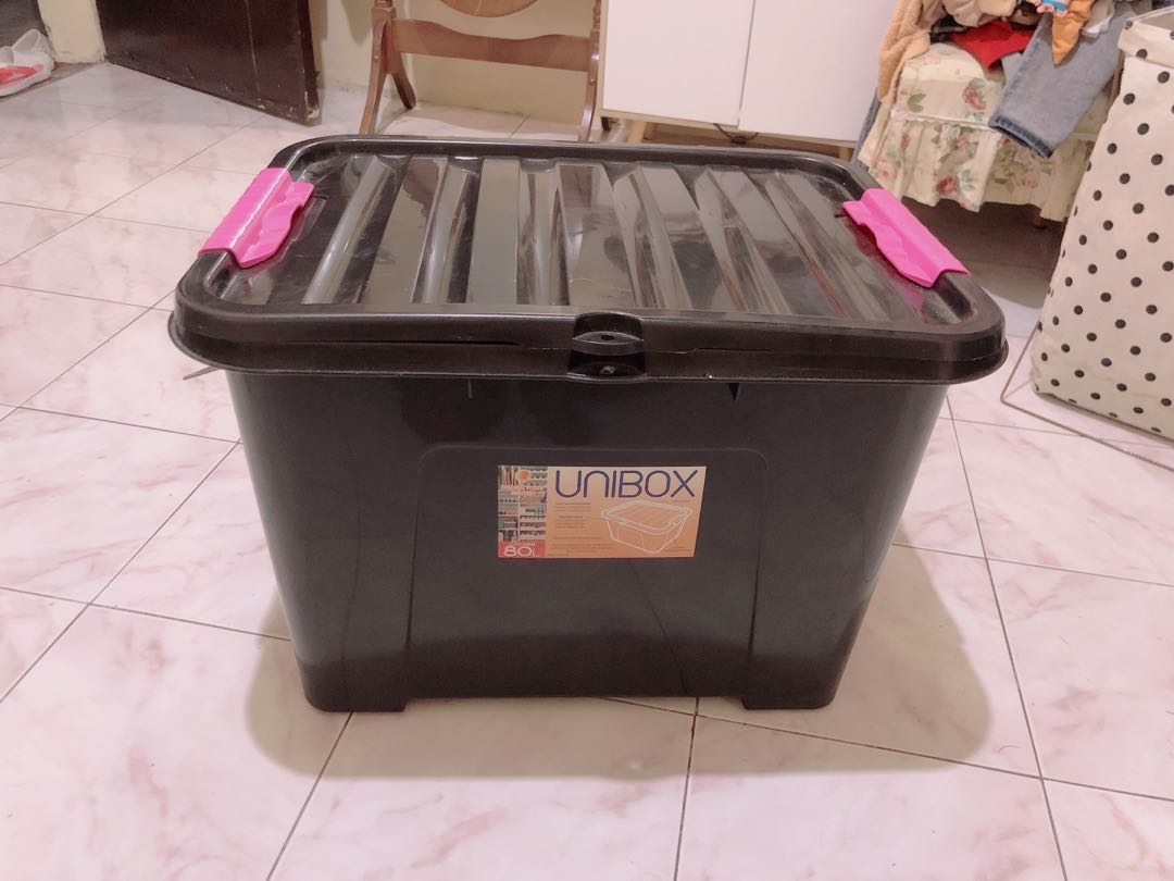 Uni box plastic clothes storage with wheels, Furniture & Home Living ...