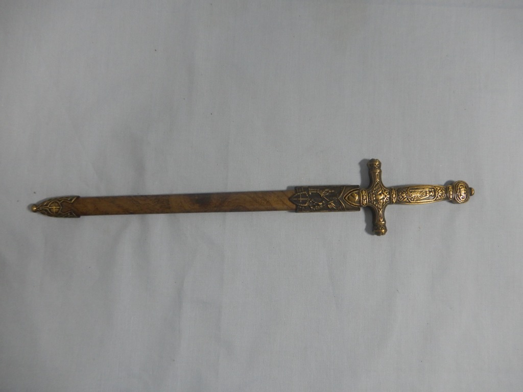 Vintage miniature Medieval bronze sword by Marto of Toledo Spain letter ...