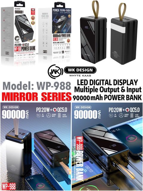 WK DESIGN Model: WP-988 PD20W QC5.0 Multiple Output & Input LED Digital ...