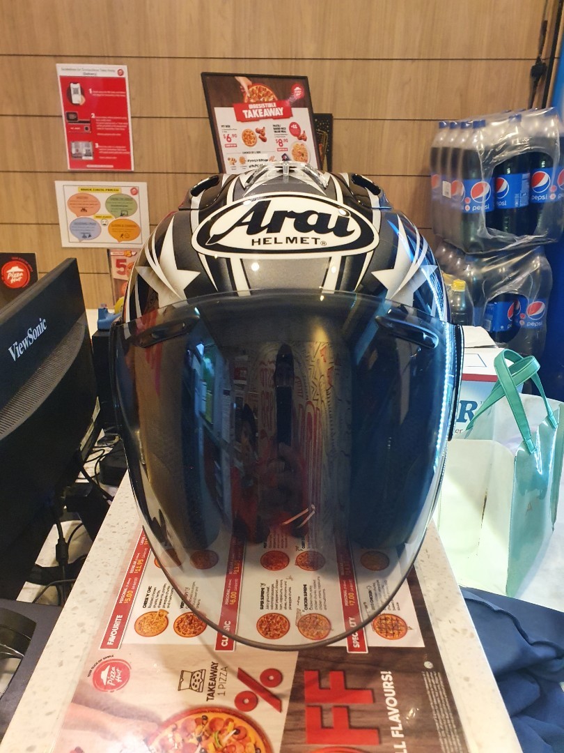 Arai Ram III Stella Black, Motorcycles, Motorcycle Apparel on Carousell