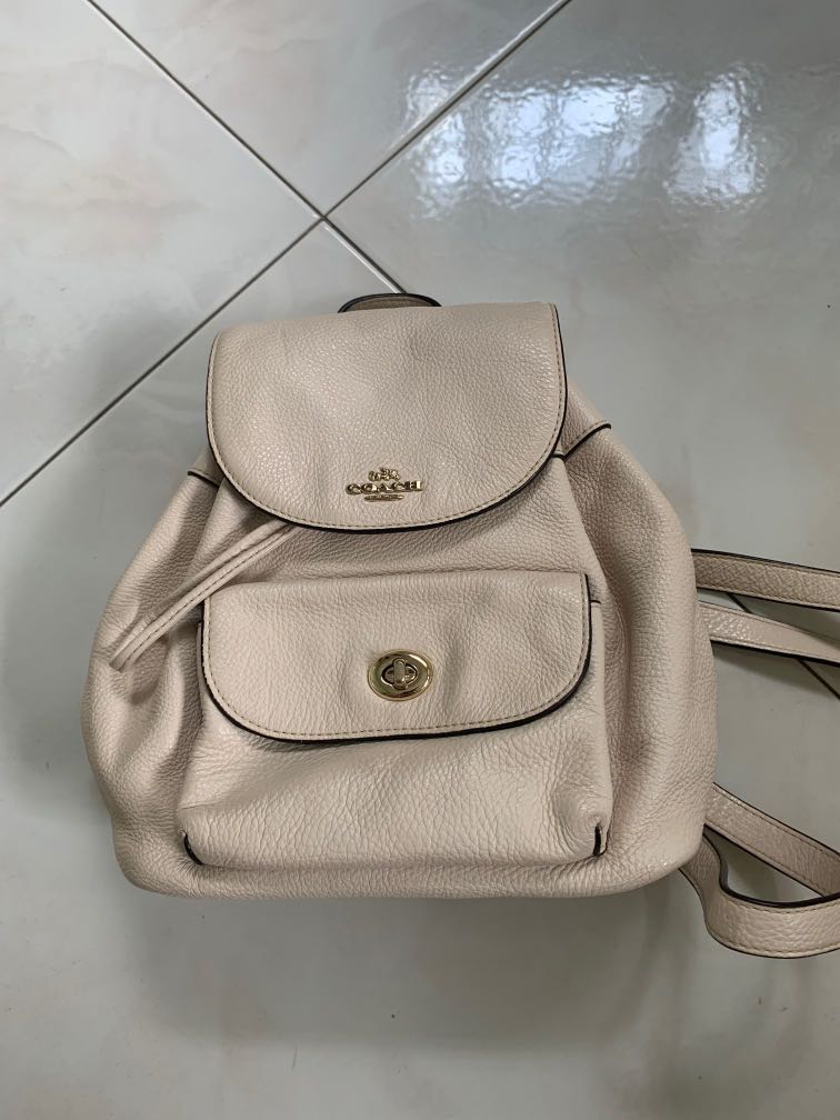 Coach Billie Mini Leather Backpack Cream, Women's Fashion, Bags ...