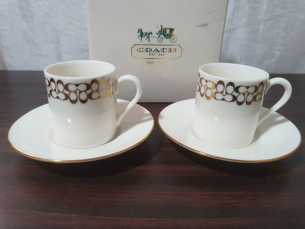 Coach cups and saucer Espresso shot size, Furniture & Home Living ...