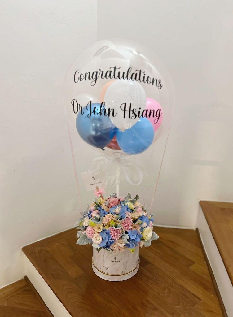 Congratulation Flower bloom box/ Birthday Bloom Box / Hot air balloon ...