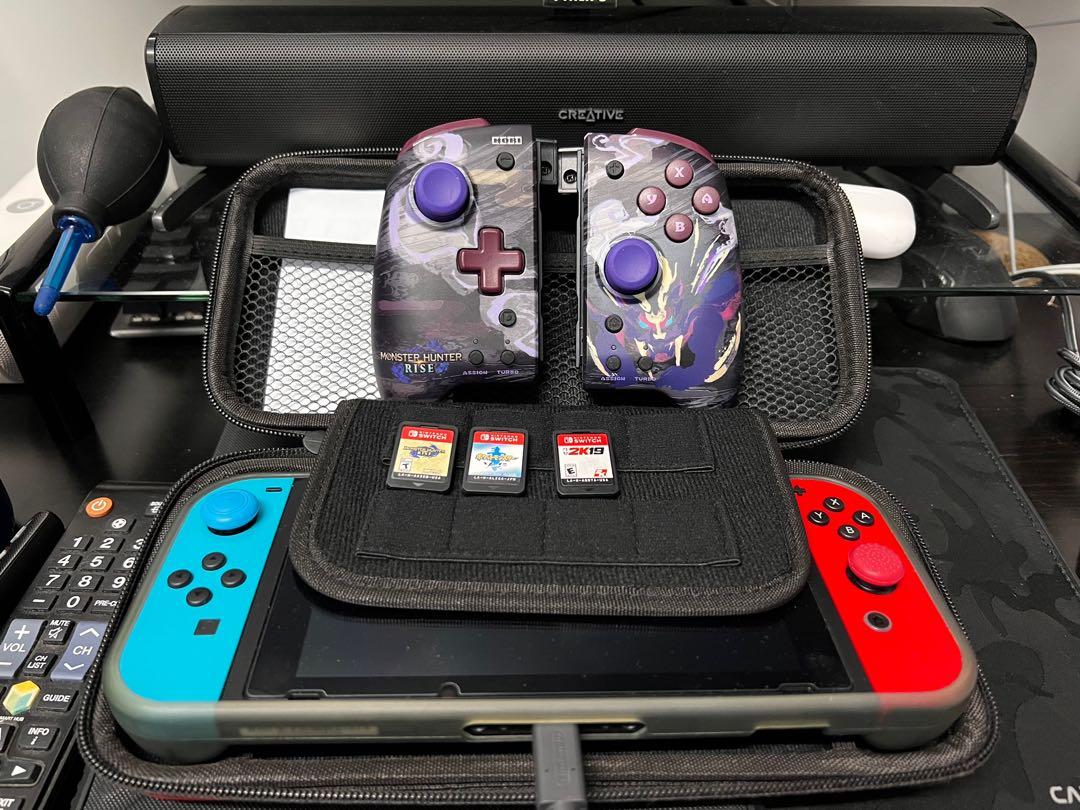 Full Box Set Nintendo Switch 1st Gen - With Hori Grip and 3 Games, 電子遊戲 ...