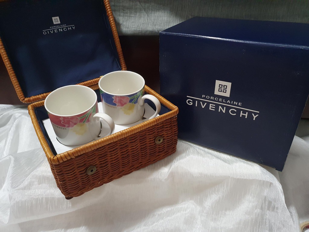 Givenchy Couple Mugs with basket box, Furniture & Home Living ...