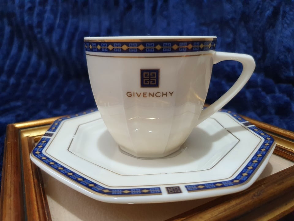 Givenchy cup and saucer Octagon blue design, Furniture & Home Living ...