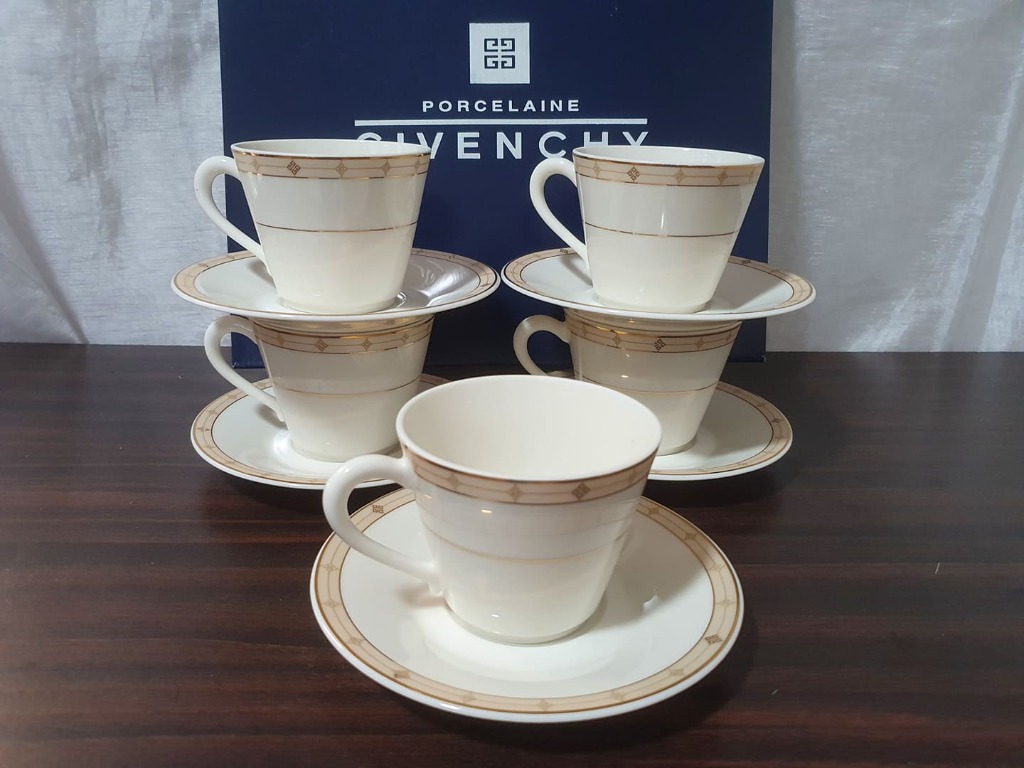 Givenchy cups and saucer (Peach and gold design), Furniture & Home ...
