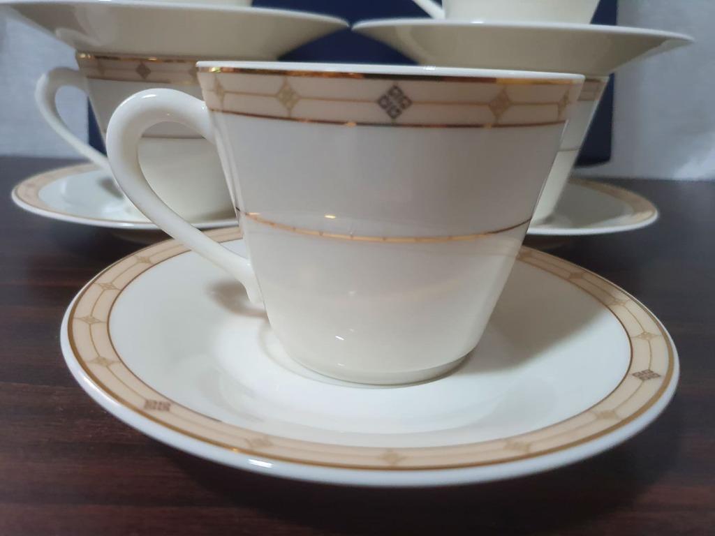 Givenchy cups and saucer (Peach and gold design), Furniture & Home ...