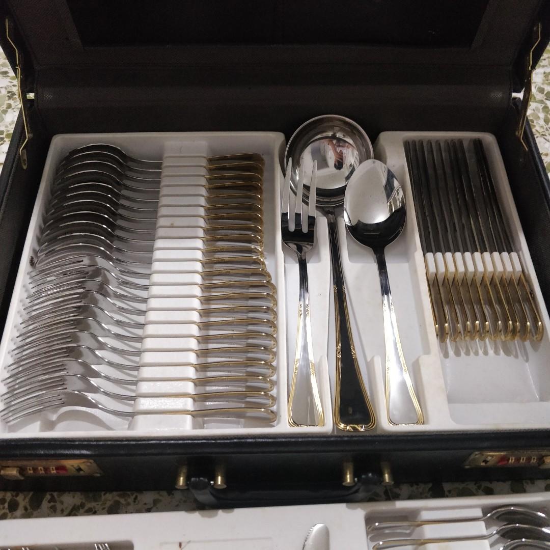 Inoxpran 24k gold plated cutlery set, Furniture & Home Living ...