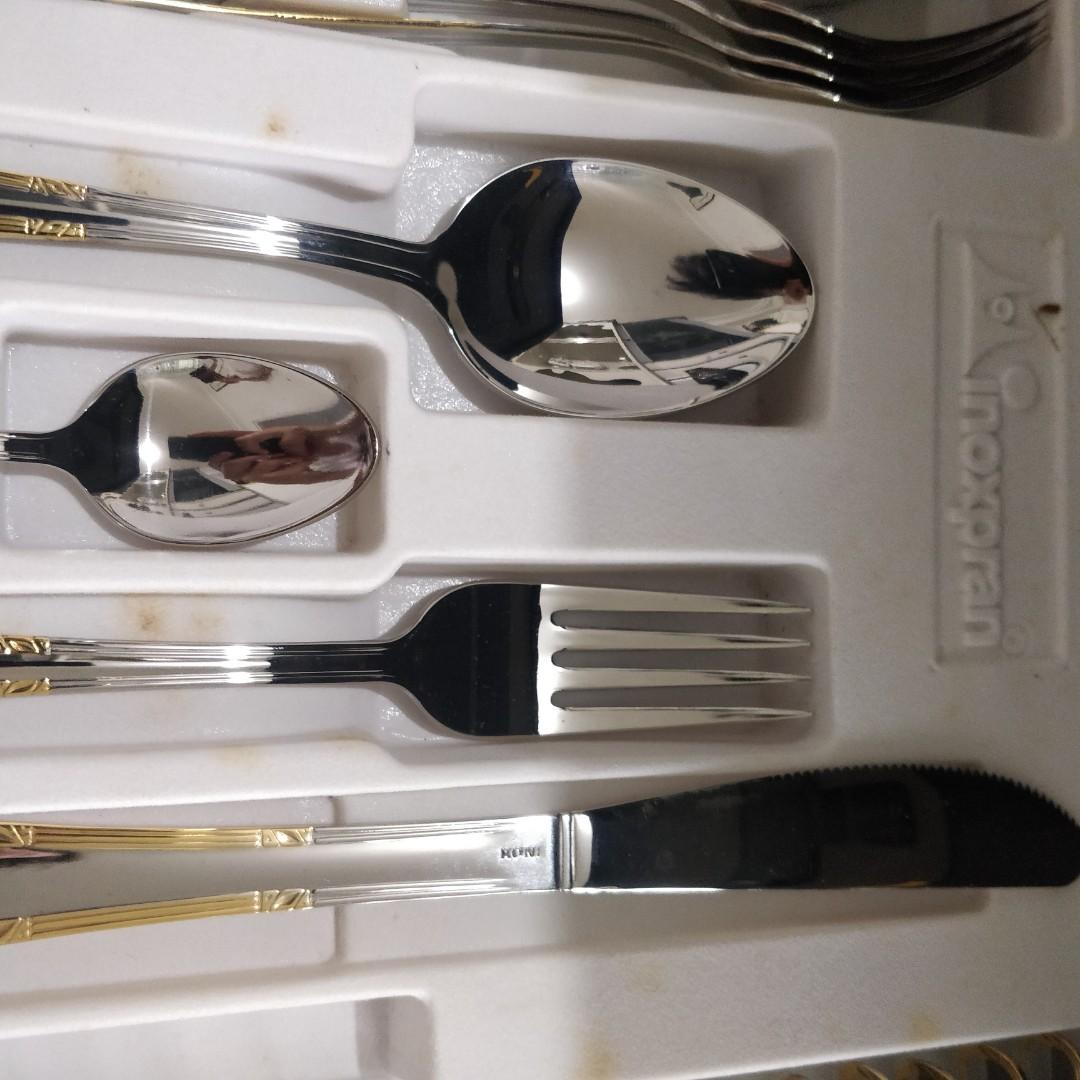Inoxpran 24k gold plated cutlery set, Furniture & Home Living ...