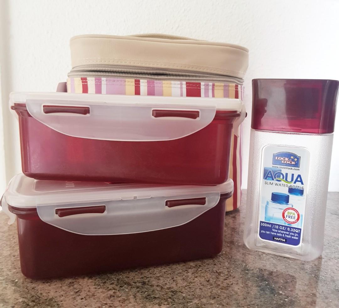 Lock & Lock Lunch Kit Set tupperware, Furniture & Home Living ...