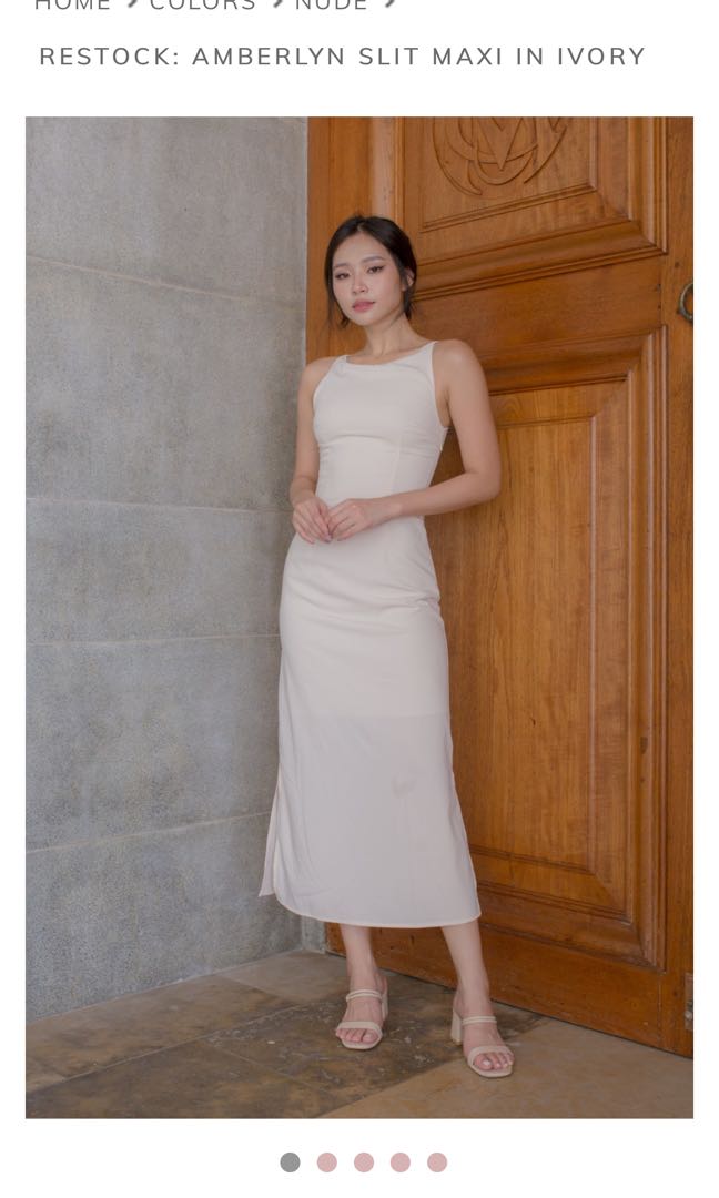 MGP Label slit maxi dress in ivory, Women's Fashion, Dresses & Sets ...