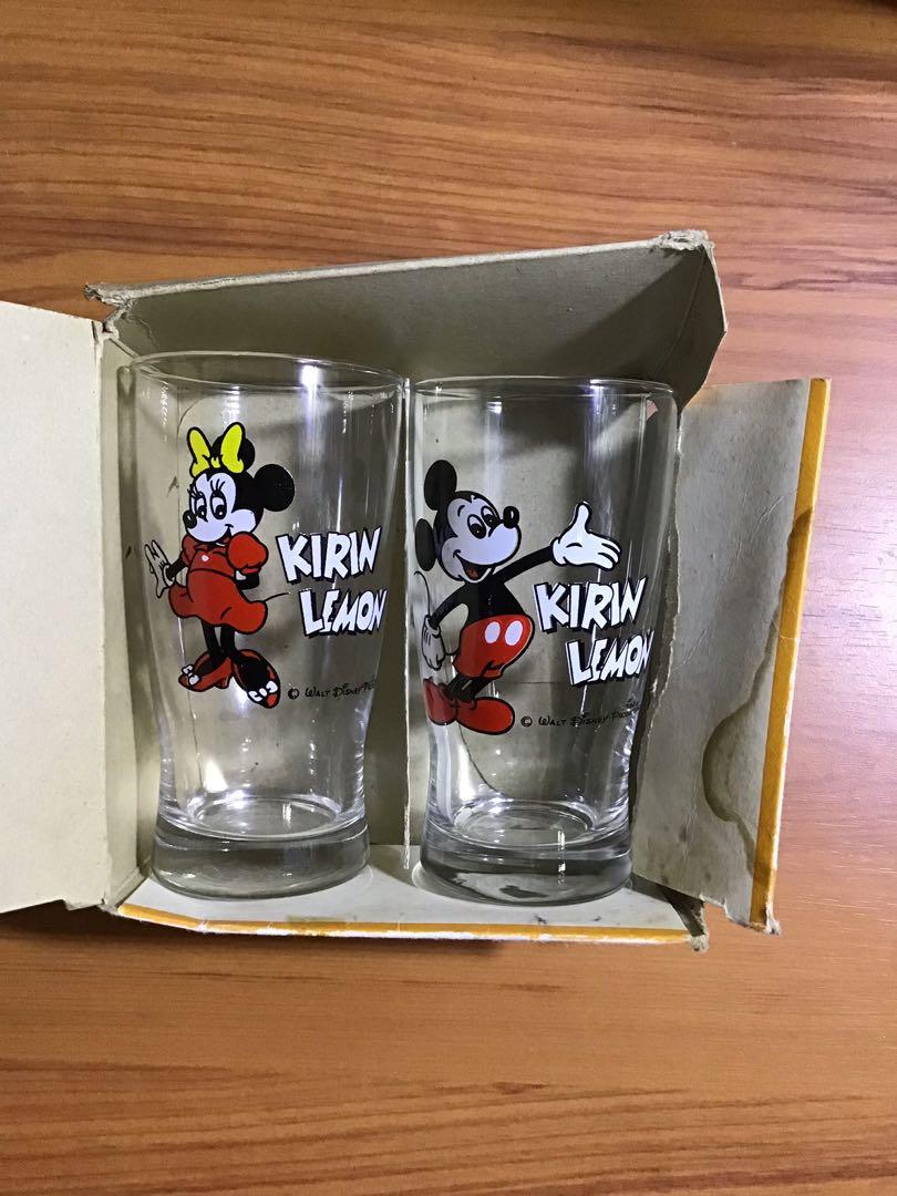 Mickey and Minnie Mouse Kirin Lemon Glass Set, Furniture & Home Living ...