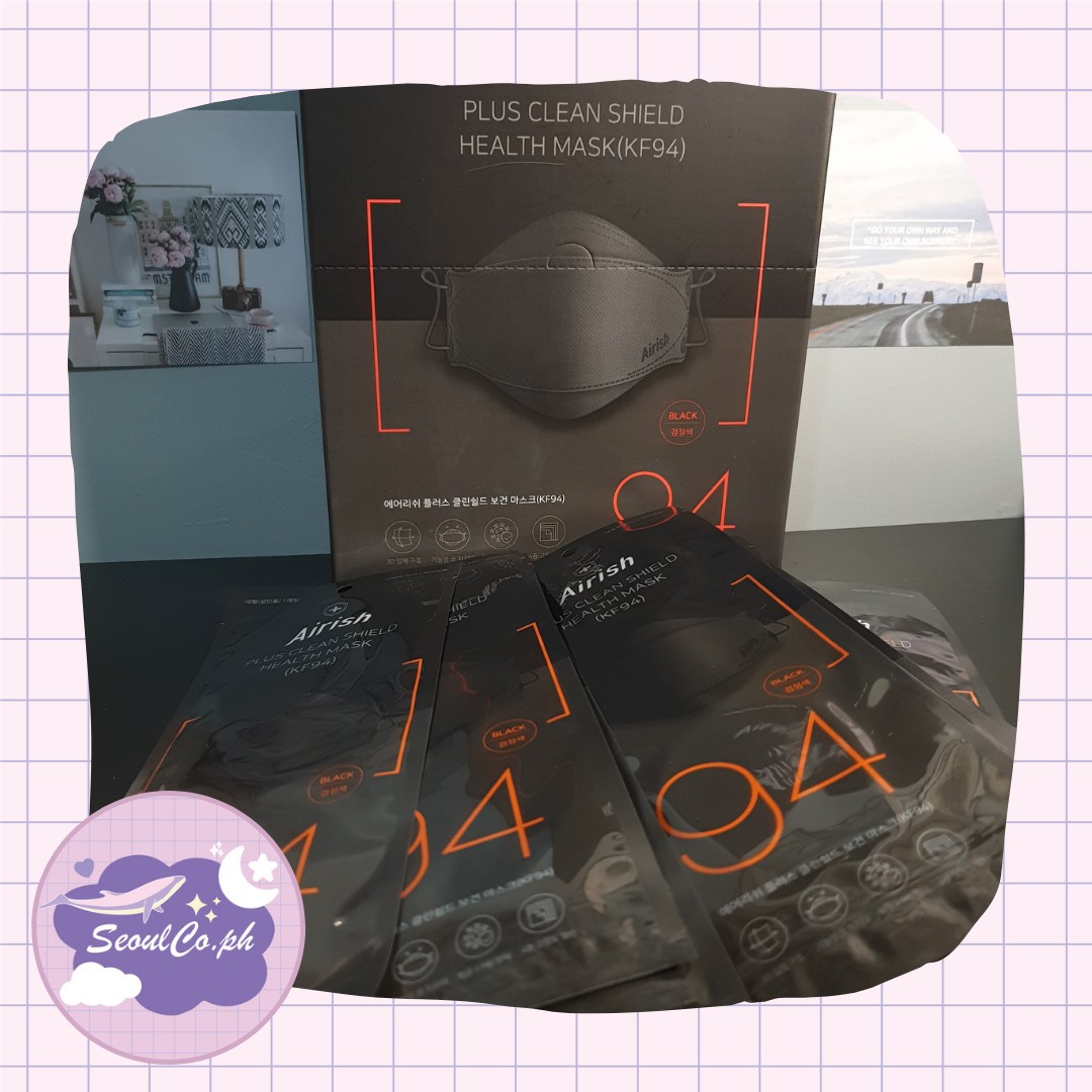 ON-HAND Airish Plus KF94 Mask - Black, Health & Nutrition, Face Masks ...
