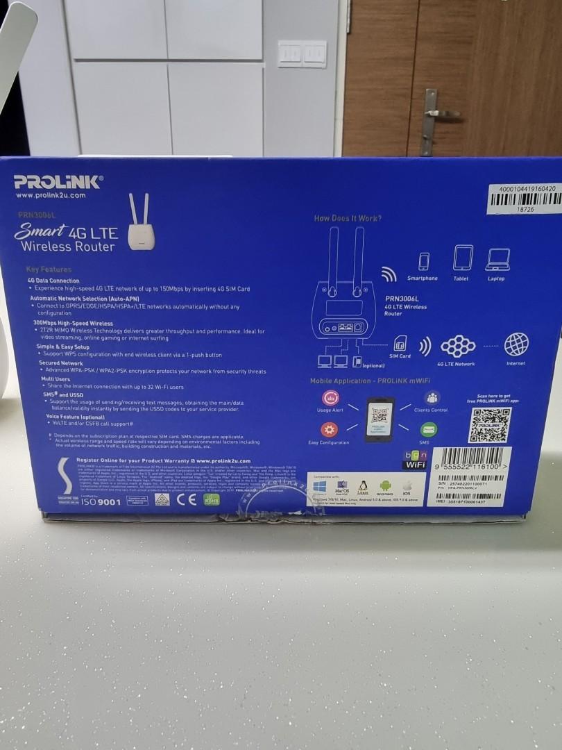 Prolink 4G LTE sim router PRN3006L, Computers & Tech, Parts ...