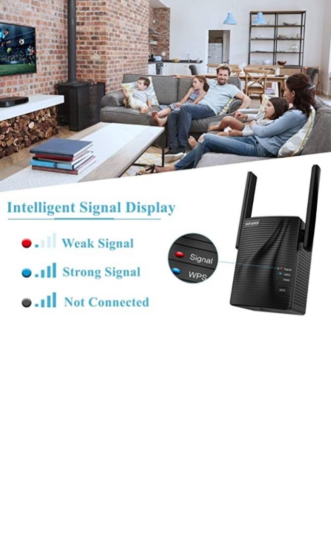 Rockspace AC1200 WiFi Range Extender, 1200Mbps Dual Band WiFi booster, 2.4 GHz and 5GHz Wifi ...
