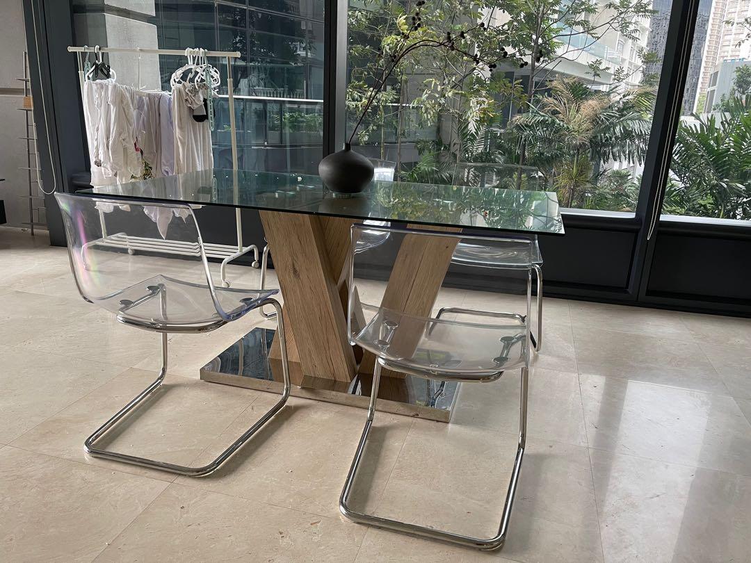 SSF dining table and 4 Ikea Chair, Furniture & Home Living, Furniture ...