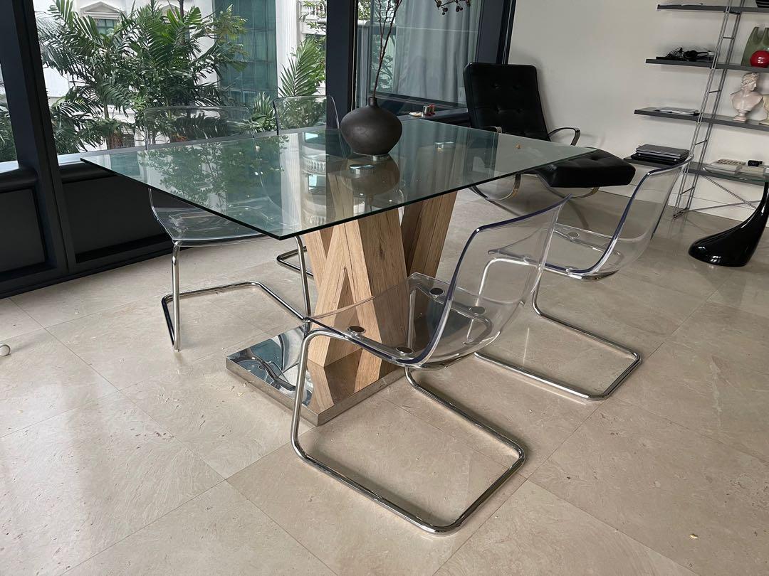 SSF dining table and 4 Ikea Chair, Furniture & Home Living, Furniture ...