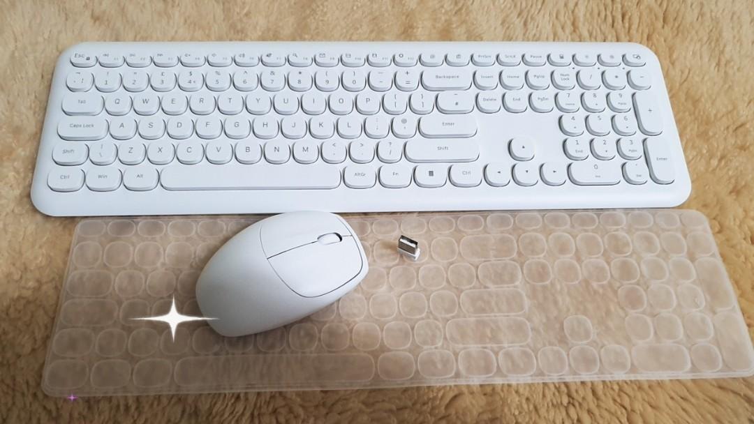 Wireless Keyboard and Mouse, Jelly Comb 2.4G Slim Full Size Keyboard ...