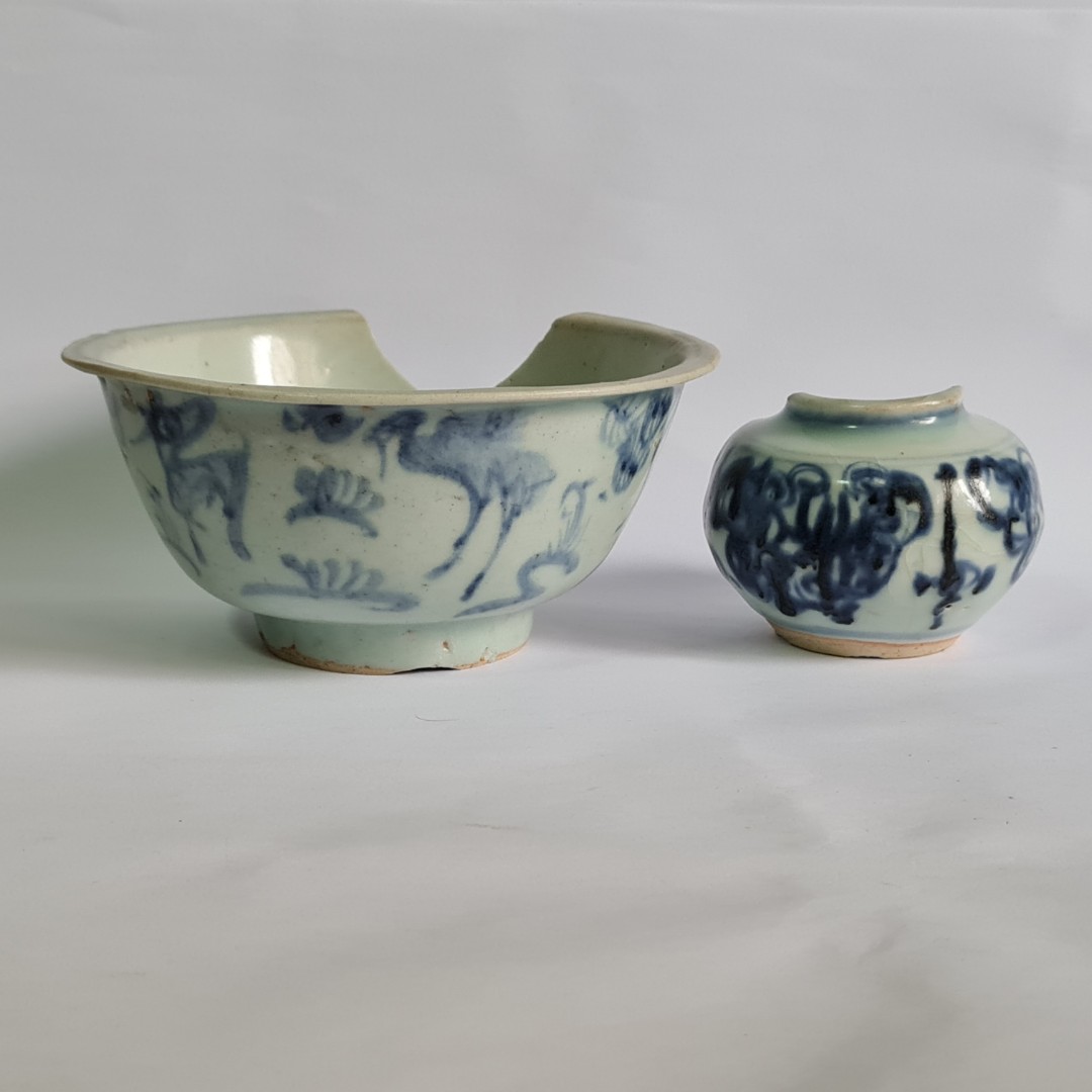 1500s Ming Dynasty Antique Blue and White Ceramic Bowl Jar Shard ...