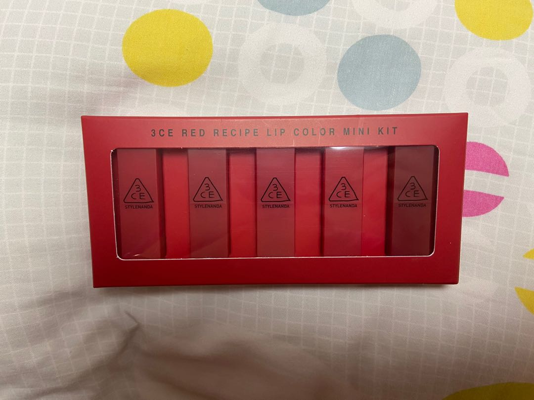 3CE red recipe lip colour mini kit, 美容＆化妝品, 健康及美容 - 皮膚護理, 化妝品 - Carousell