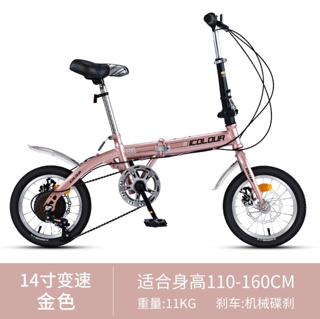 超細慳位 摺合單車 ICOLOUR 摺疊單車 14吋 6速 碟剎 自行車 摺車, 運動產品, 單車及配件, 單車 - Carousell