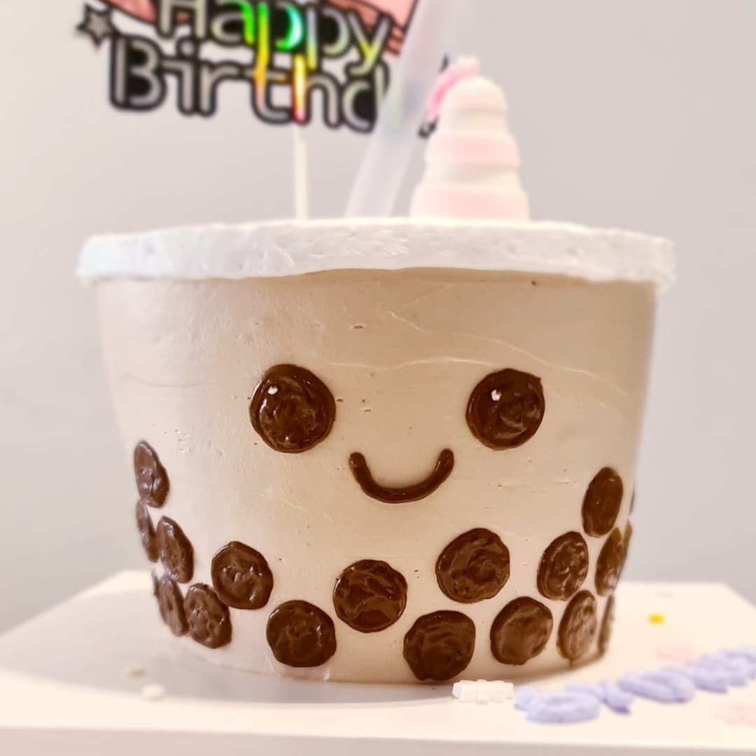 Bubble tea face cake, Food & Drinks, Homemade Bakes on Carousell
