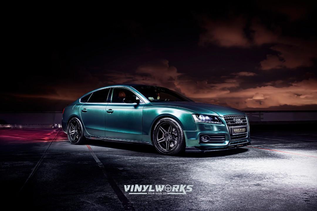 Car Wrap - Audi A5 Full Car Exterior Wrap (Matt Metallic Black Green ...