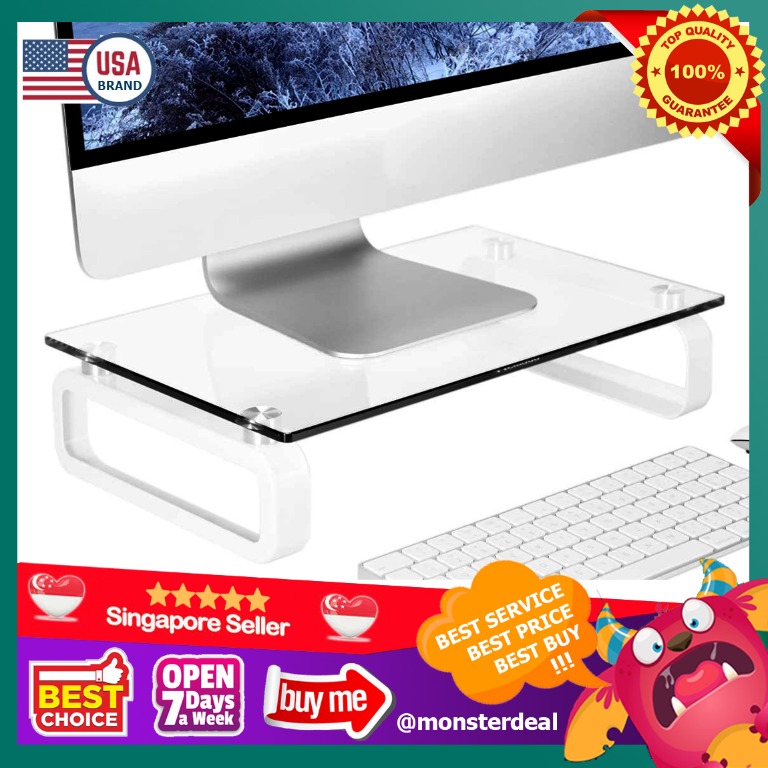 Clear Computer Monitor Stand Riser Multi Media Desktop Stand for Flat ...