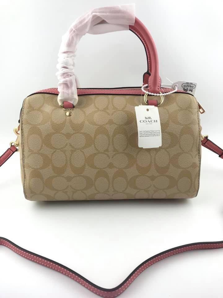 Coach Signature Rowan Satchel in Light Khaki Blossom Signature Canvas ...