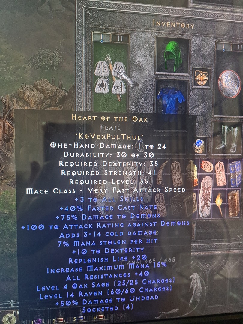 Diablo 2 resurrected heart of the oak perfect +40 resistance HOTO ...