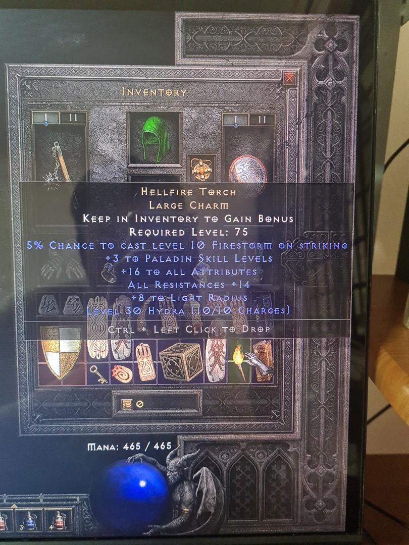 Diablo 2 resurrected hellfire torch paladin +16/14, Video Gaming ...