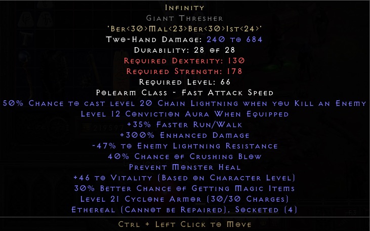 Diablo 2 resurrected Infinity Runeword 300% ED, Video Gaming, Gaming ...