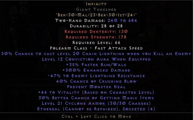 Diablo 2 resurrected Infinity Runeword 300% ED, Video Gaming, Gaming ...