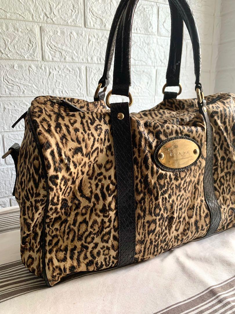 Evada leopard boston bag, Luxury, Bags & Wallets on Carousell