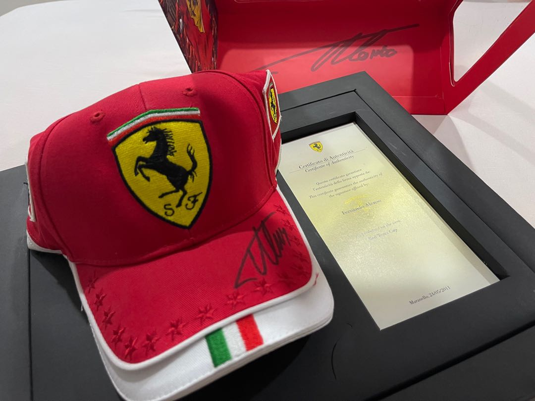 Ferrari F1 Cap with Authentic autograph/hand Signature by Fernando ...