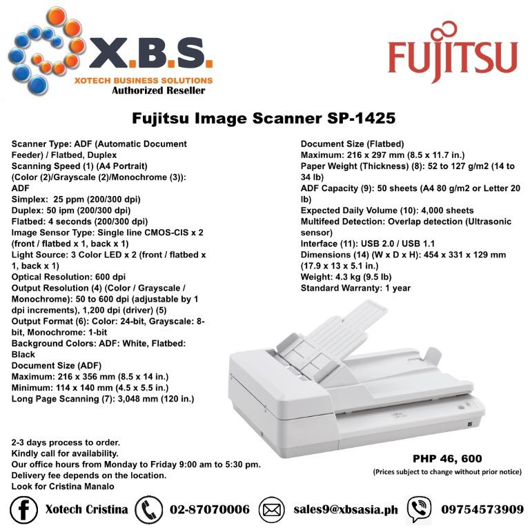 Fujitsu Image Scanner SP-1425,, Computers & Tech, Printers, Scanners ...